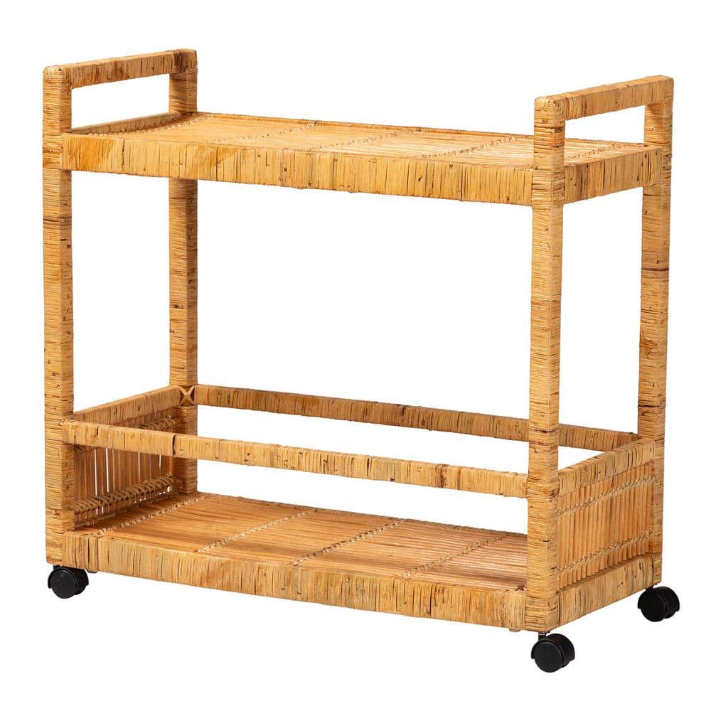 bali & pari Genet Natural Rattan Kitchen Cart 241-13430-HD - The Home Depot