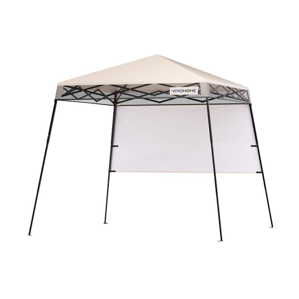 VIVOHOME 8 ft. x 8 ft. Beige Outdoor Pop-Up Canopy Tent with Central ...