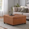 CHRISTOPHER KNIGHT HOME Carlsbad Tan Faux Leather Storage Ottoman ...