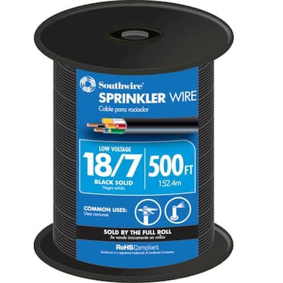 Southwire 500 ft. 18/5 Black Solid UL Burial Sprinkler System Wire 49275145