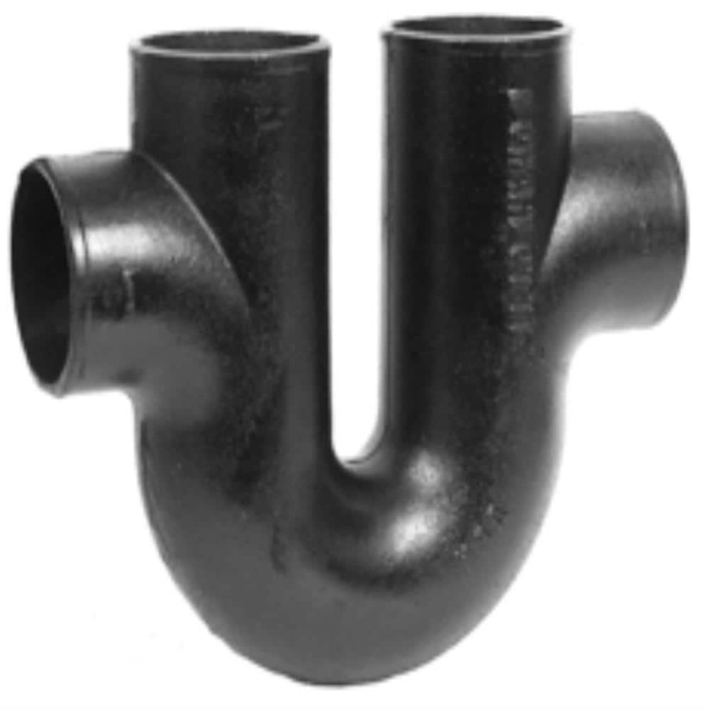 Charlotte Pipe 4 in. Cast Iron DWV No-Hub Double Trap NHDT4 - The Home ...
