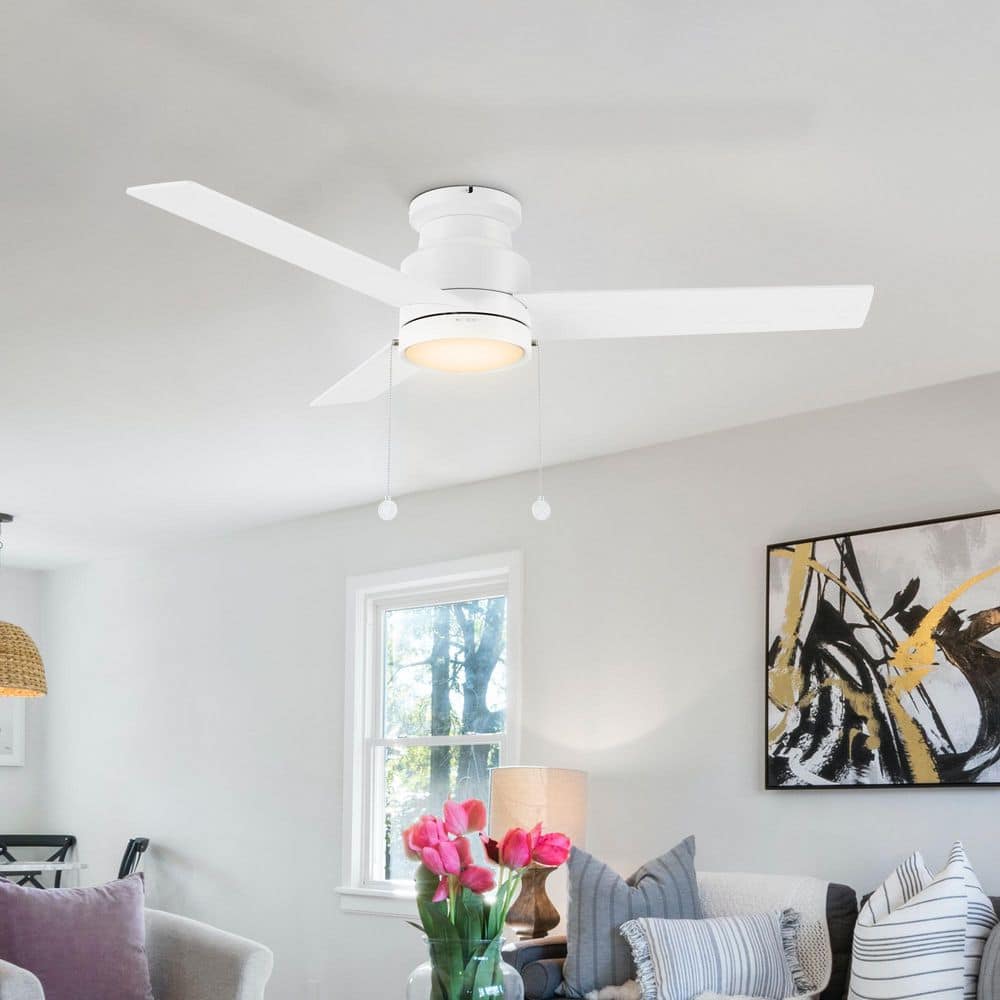 CARRO Rowan 52 in. Indoor White Flush Mount Standard 3-Speed DC Ceiling ...