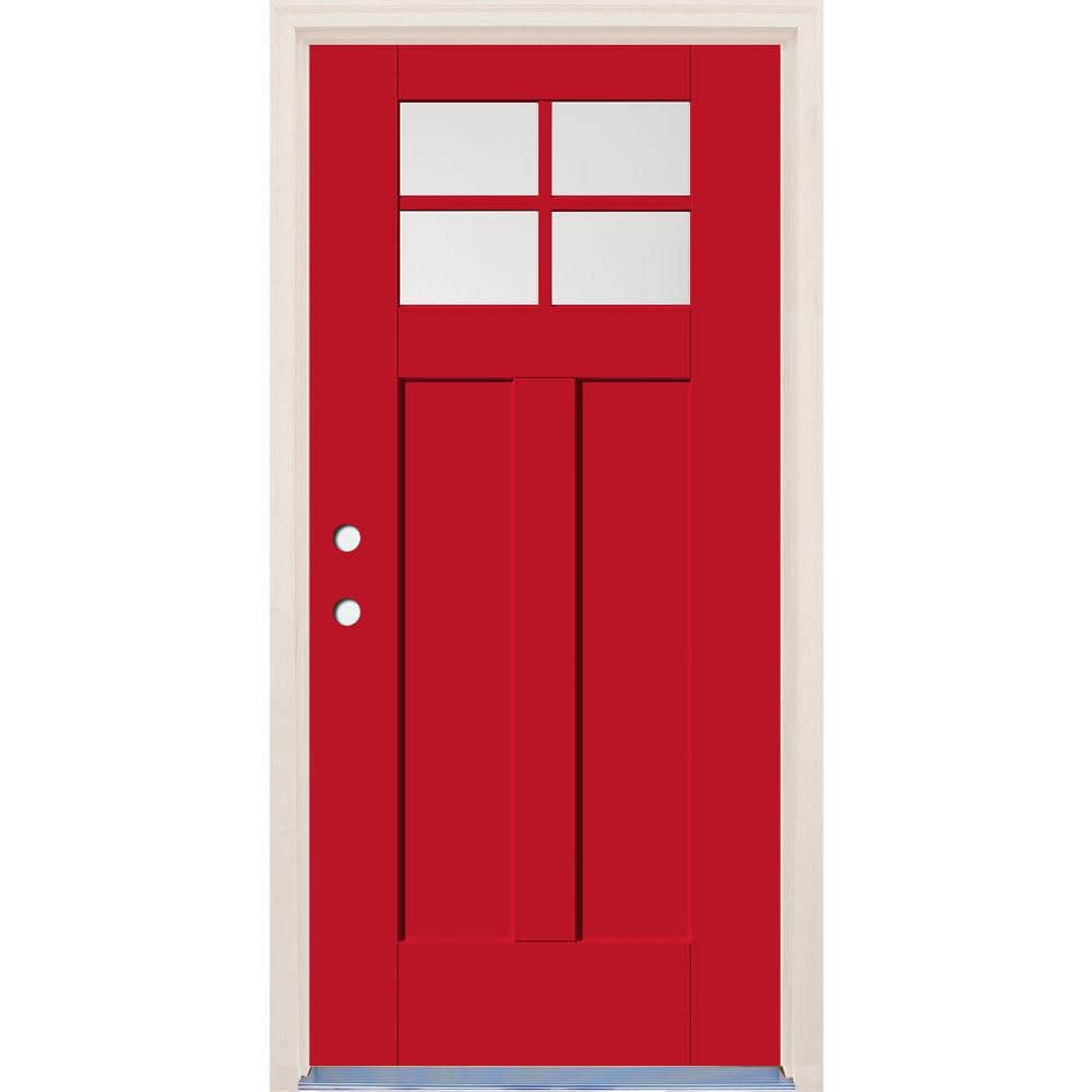 Builders Choice 36 in. x 80 in. Right-Hand 4-Lite Clear Glass Ruby Red ...
