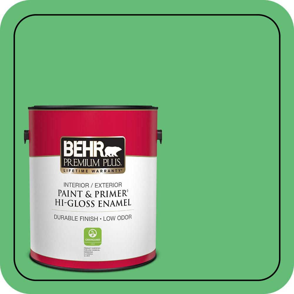 BEHR PREMIUM PLUS 1 gal. #450B-5 Lady Luck Hi-Gloss Enamel Interior ...