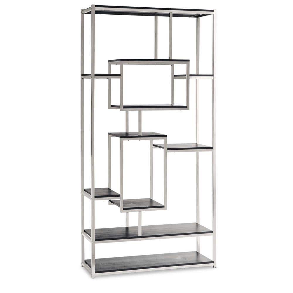 Picket House Furnishings Ezra 71 in. Chrome Wood 10-shelf Cube Bookcase ...