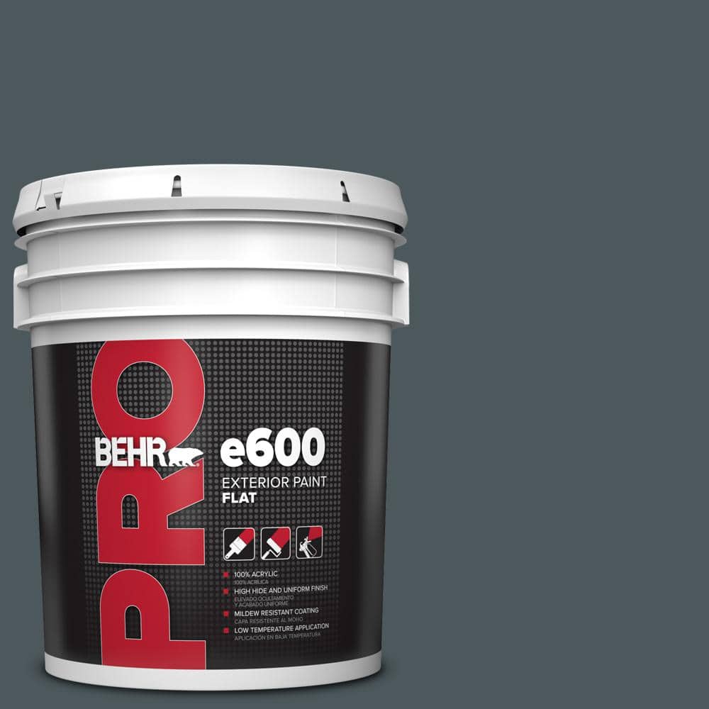BEHR PRO 5 gal. #N470-7 Submarine Gray Flat Exterior Paint PR61305 ...