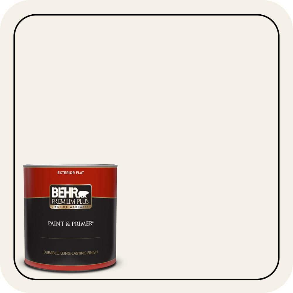BEHR PREMIUM PLUS 1 qt. #T16-17 Ivory Keys Flat Exterior Paint & Primer ...