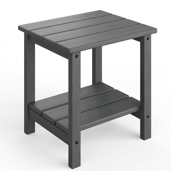 Garvee HDPE Plastic Gray Wood Texture Square Adirondack Outdoor Side ...