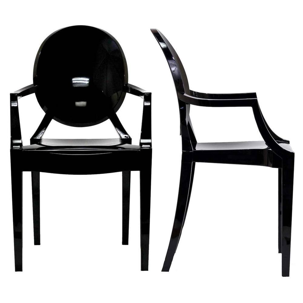 MODWAY Casper Modern Acrylic Stacking Two Dining Armchairs in Black EEI ...