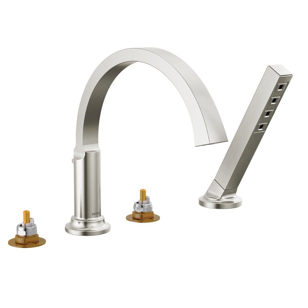 Delta Tetra 2-Handle Roman Tub Faucet Trim Kit with Hand Shower in ...