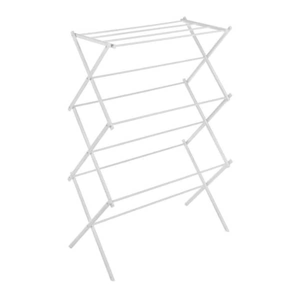 Whitmor White Wire Collection 29.5 in. x 41.75 in. Folding Drying Rack ...