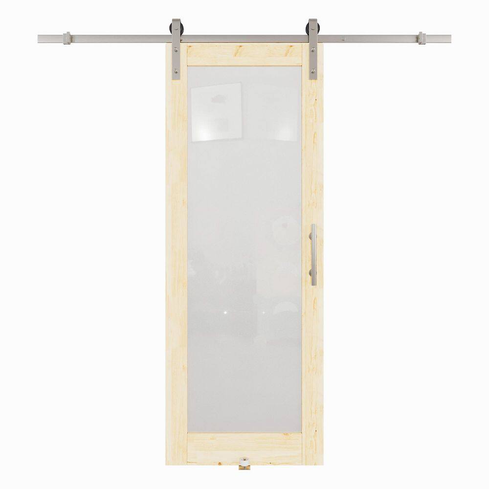 ARK DESIGN 30 in. x 96 in. 1 Lite Frosted Glass Unfinished Solid Pine ...