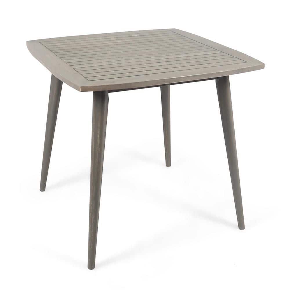 Benjara Lexy Gray Square Acacia Wood Outdoor Dining Table without ...
