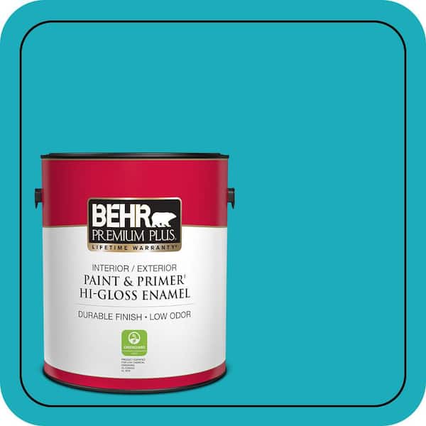 BEHR PREMIUM PLUS 1 gal. #P470-5 Placid Sea Hi-Gloss Enamel Interior ...