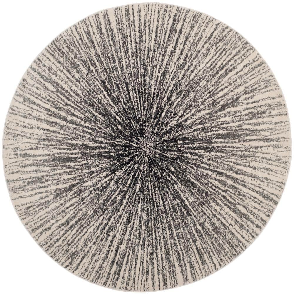 SAFAVIEH Evoke Black/Ivory 8 ft. x 8 ft. Round Geometric Area Rug ...