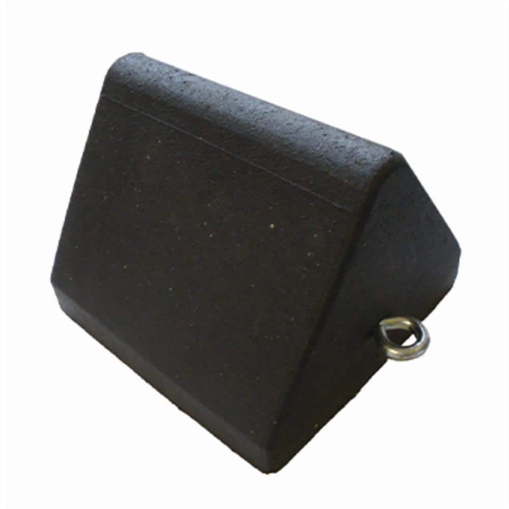 PLASTICADE 8.5 in.W x 8.75 in.D x 7 in.H Black Tire Wheel Chock with Eyebolt W75-E-2PKB - The ...