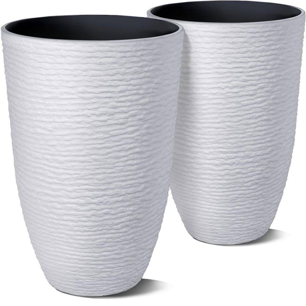 MOEPISY 2-Pack Resin Round Flower Pots 099RFXH85 - The Home Depot