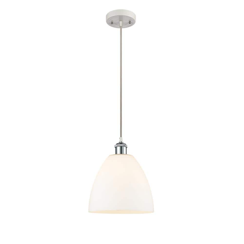 Innovations Bristol Glass 60-Watt 1 Light White and Polished Chrome ...