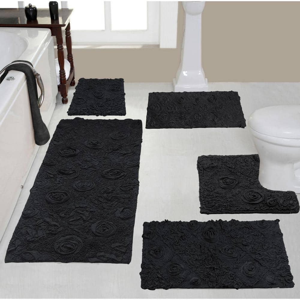 HOME WEAVERS INC Modesto Bath Rug 100% Cotton Bath Rugs Set, 5-Pcs Set ...