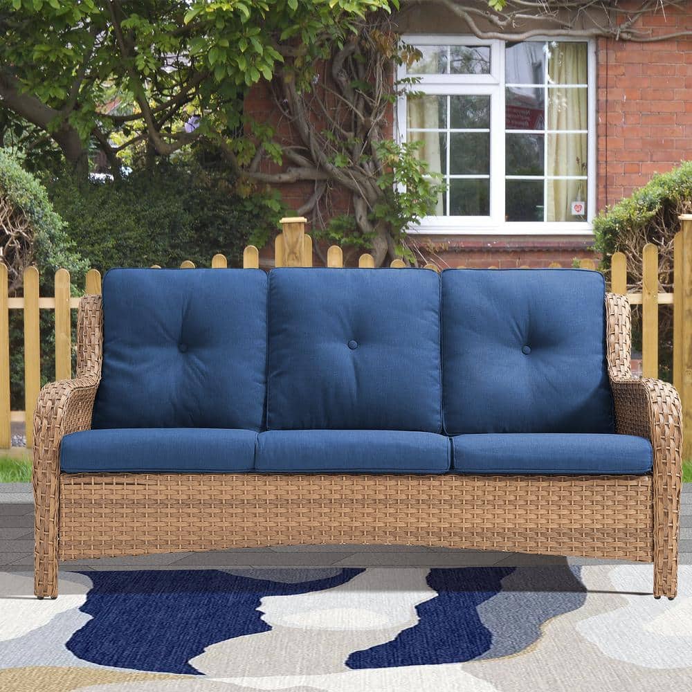 Gymojoy Carolina 1-Piece Wicker Outdoor Couch with CuhsionGuard with ...