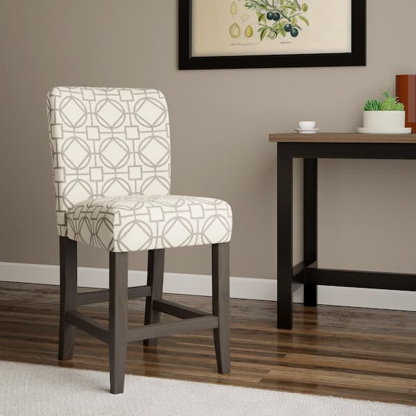 Homepop Parsons 39.5 in. Gray Lattice Printed Trellis High Back Wood ...
