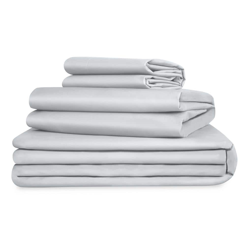 Delara Delara 7-Piece Sheet Bundle Set Light Grey 100% Organic Cotton ...