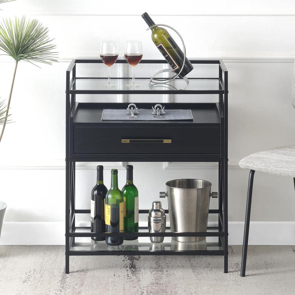 Convenience Concepts Glenview Black Serving Bar R20-0101 - The Home Depot