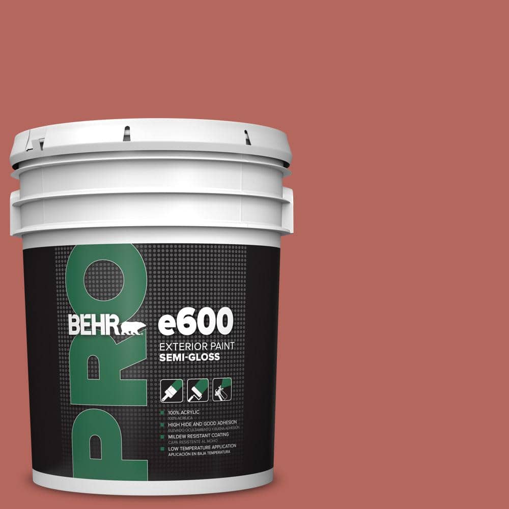 BEHR PRO 5 gal. #180D-6 Mineral Red Semi-Gloss Exterior Paint PR67305 ...