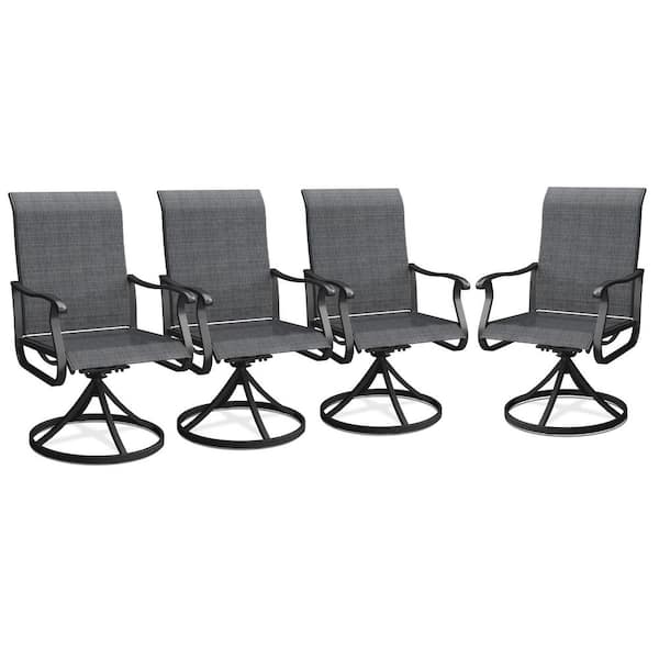 DIFY Dark Grey Swivel Patio Chairs, 360° Outdoor Dining Chairs with ...