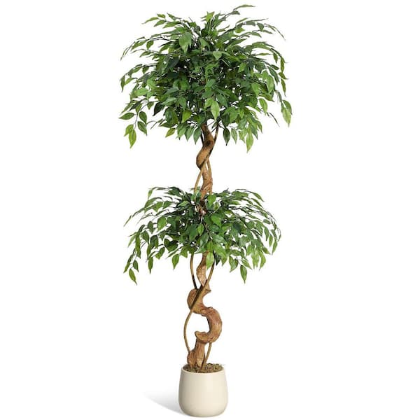Garvee 5 ft. Artificial Ficus Tree, Faux Plant Fake Silk Trees with ...