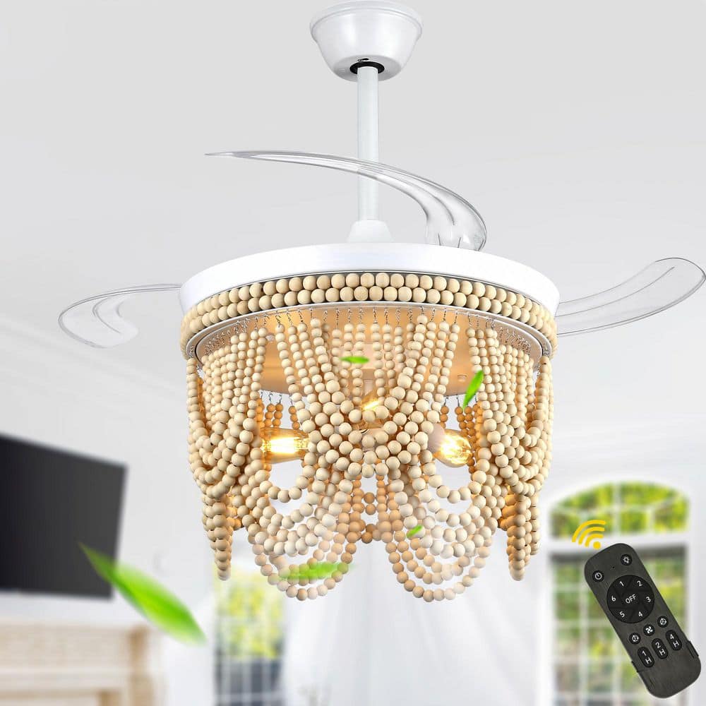 Oaks Aura Pierce 42in.Indoor White Boho Ceiling Fan with Lights, 6 ...