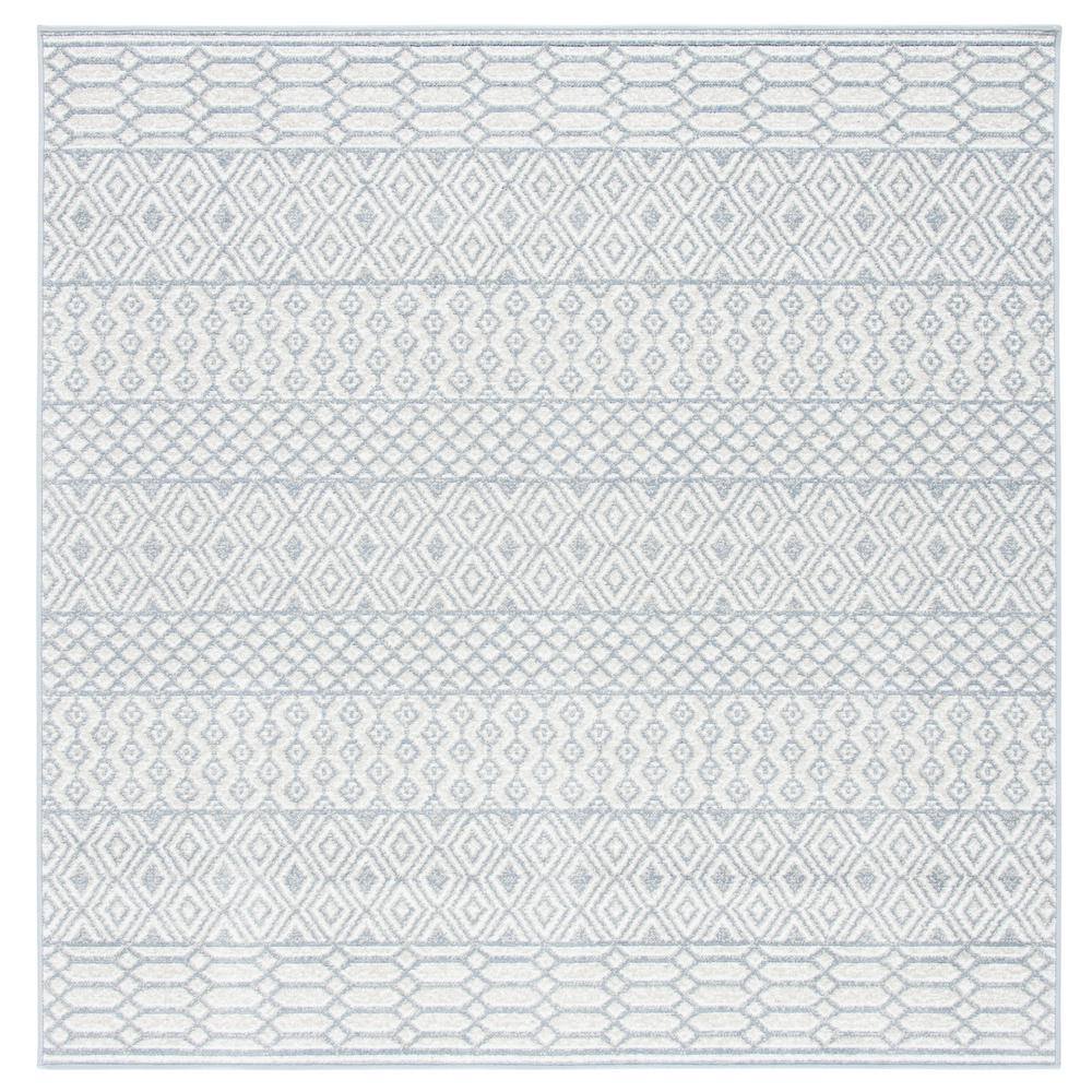 SAFAVIEH Belmont Ivory/Gray 7 ft. x 7 ft. Square Geometric Area Rug ...