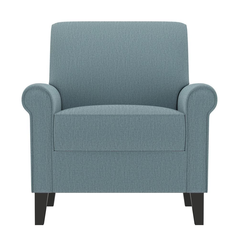 Handy Living Jean Turquoise Blue Herringbone Upholstered Rolled Arm ...