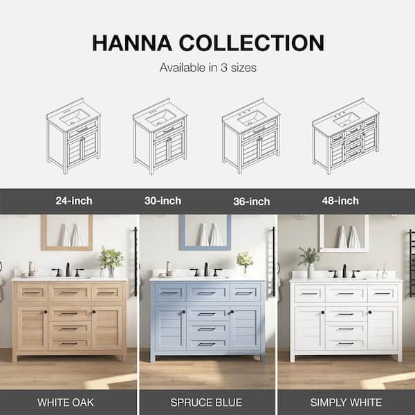 Home Decorators Collection Hanna 48 in. Single Sink White Bath Vanity ...