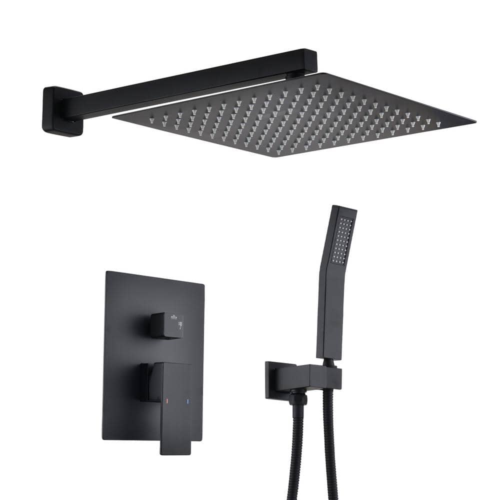 Utopia 4niture Fei Single-Handle 2-Spray 12 in. Square Wall Mount High ...