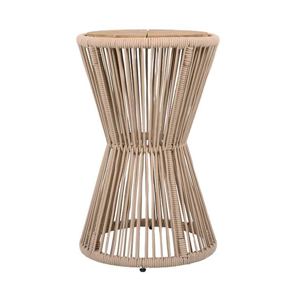 CHRISTOPHER KNIGHT HOME Nara Beige Outdoor Side Table Acacia Wood and ...