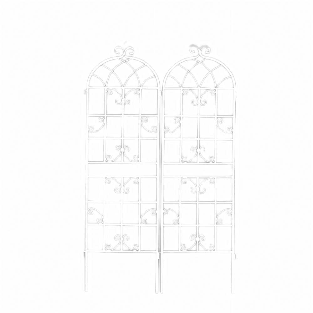 Huluwat Cream White 2-Pack 71 in. Outdoor Metal Rustproof Trellis for ...