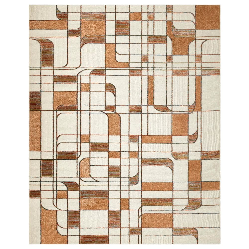 Nourison Nordic Ivory Rust 8 ft. x 10 ft. Abstract Contemporary Area ...