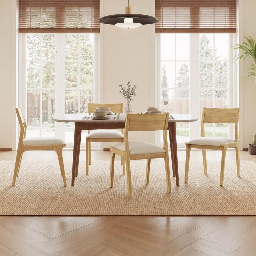 Spruce & Spring Noren Linen Farmhouse Upholstered Modern Armless Dining ...