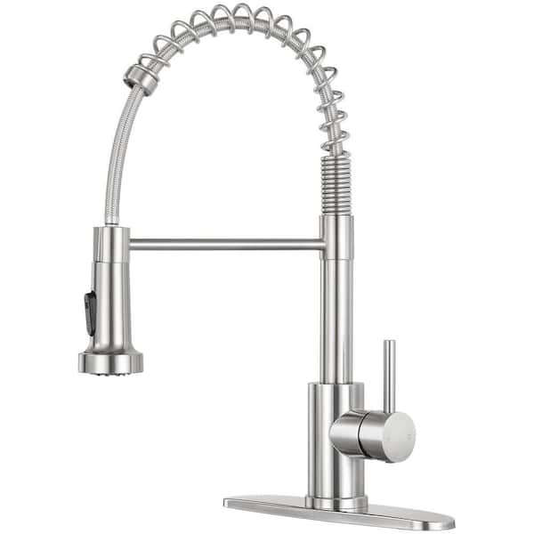 AKLFGN Single Handle 17.3 in. H Pull Down Sprayer Kitchen Faucet 360° Spout Swivel with Pull Out ...