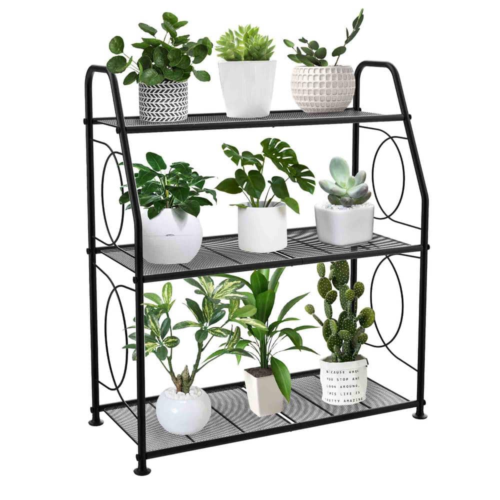 FAWEY TRED INC 3 Tier Plant Shelf for Indoor Outdoor, Black TG-B55H-50 ...