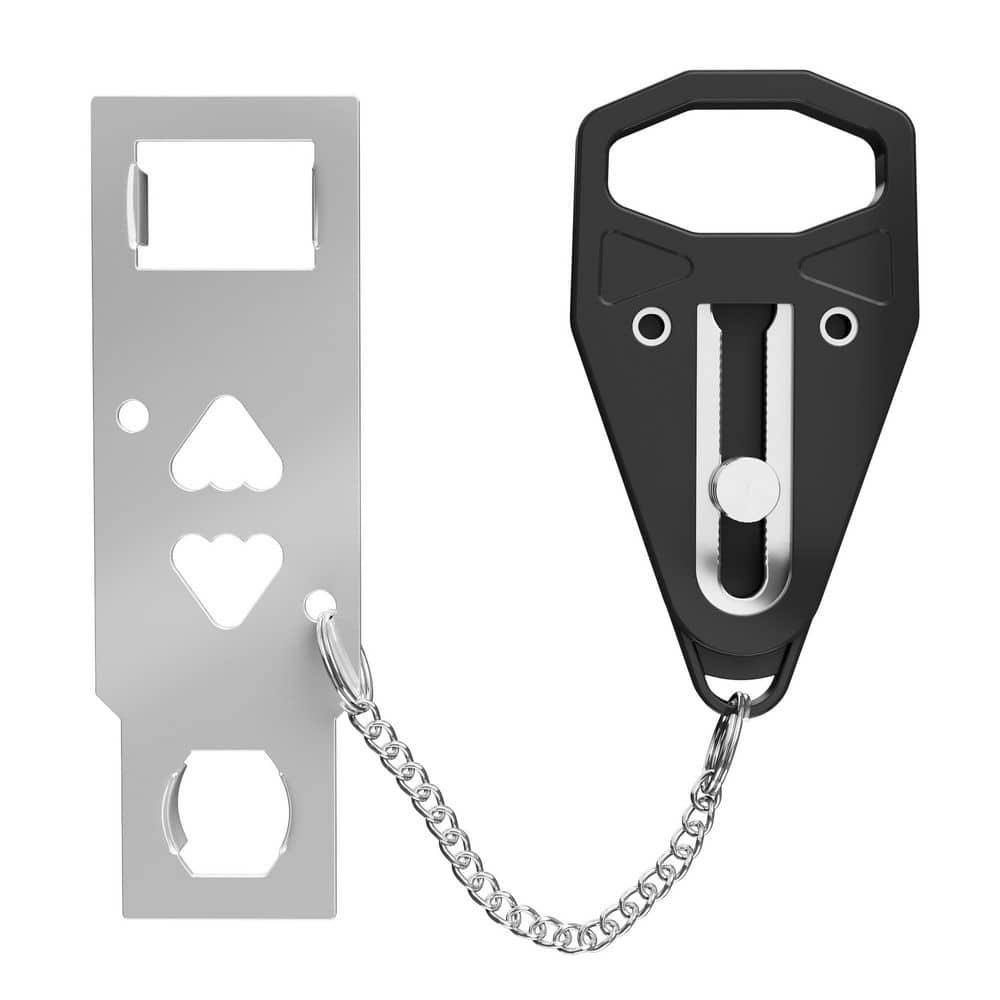 WINSOON Portable Door Lock Black Home Security Door Lock Travel ...