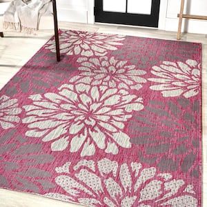 JONATHAN Y Zinnia Modern Floral Textured Weave Fuchsia/Light Gray 8 ft ...