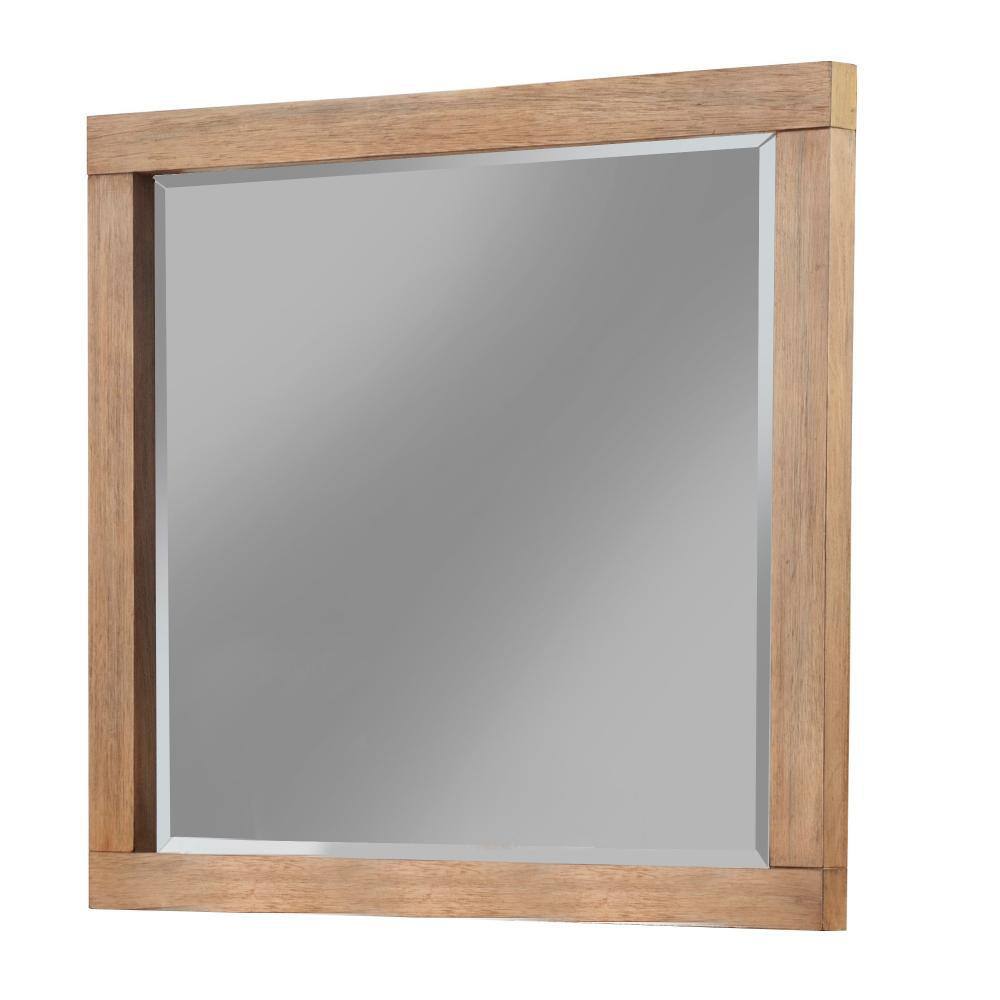Benjara 2 in. x 37 in. Rectangular Wooden Frame Brown Wall Mirror ...