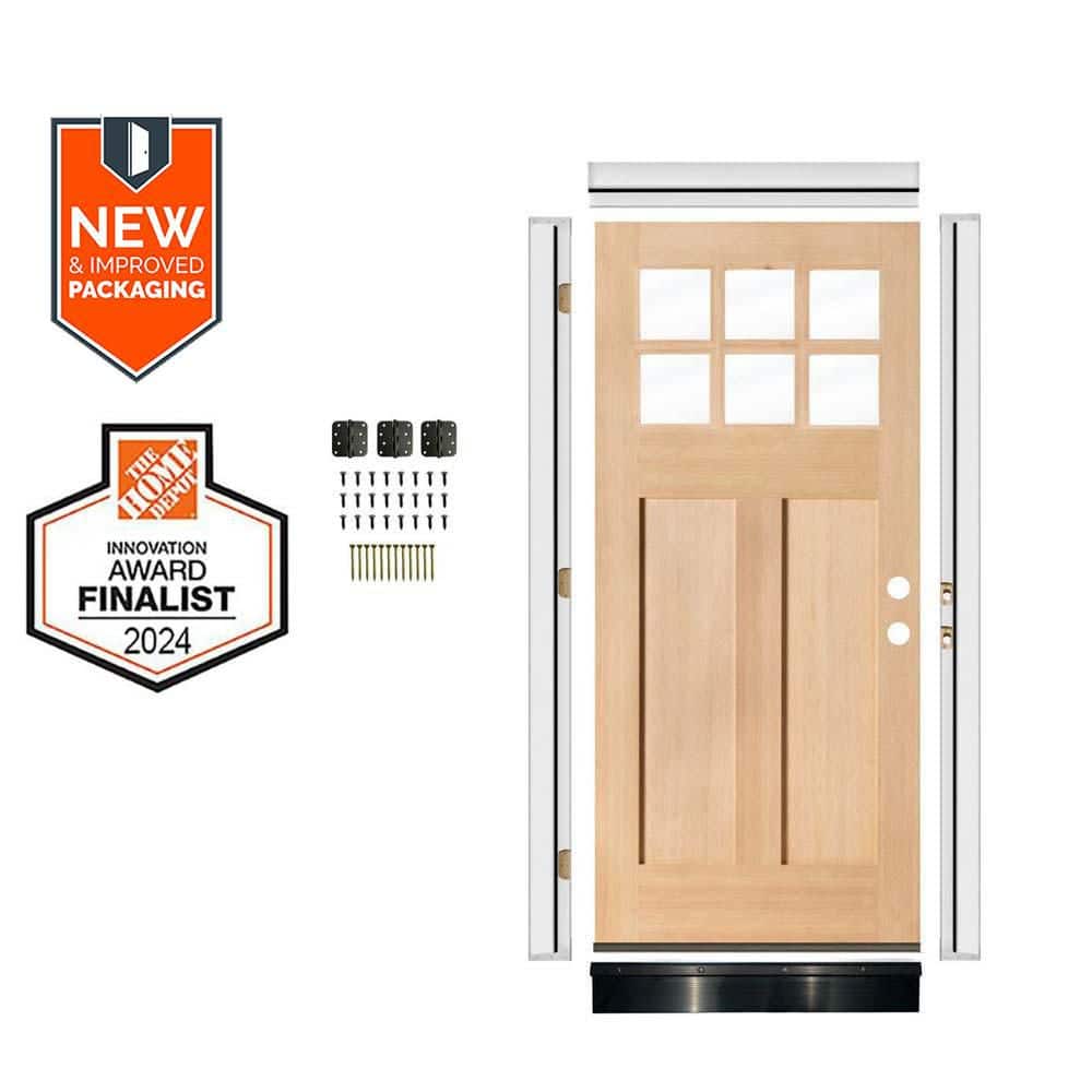 Krosswood Doors DIY 36 in. x 80 in. Craftsman Left-Hand 6-Lite Clear ...