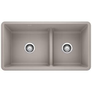 Blanco PRECIS Undermount Granite Composite 33 in. 60/40 Double Bowl ...