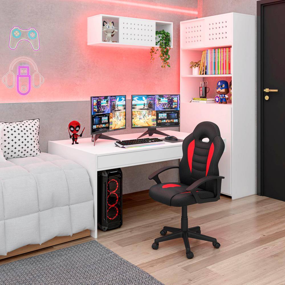 TECHNI MOBILI Red Kid's Gaming and Student Racer Chair with Head ...