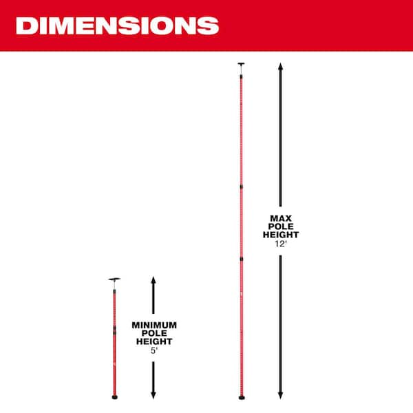 Milwaukee 12 ft. Telescoping Laser Level Pole 48-35-1511 - The Home Depot