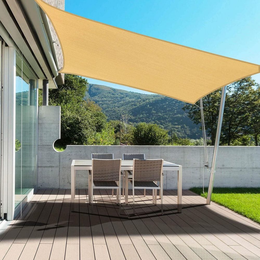 Primehome 10 ft.x 13 ft. Sand Rectangle Sun Shade Sail Screen Canopy ...