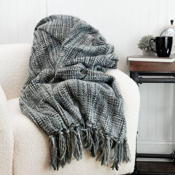 DONNA SHARP Heritage Woven Gray Acrylic Throw Blanket 70054 - The Home ...